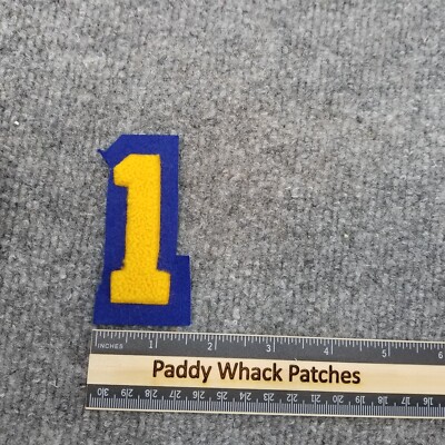 Number One Chenille Letterman Varsity Patch Yellow Navy Blue P6 | eBay