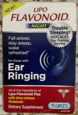 Lipo Flavonoid Night Ear Ringing Tinnitus Relief w/Melatonin 75 Caps ...