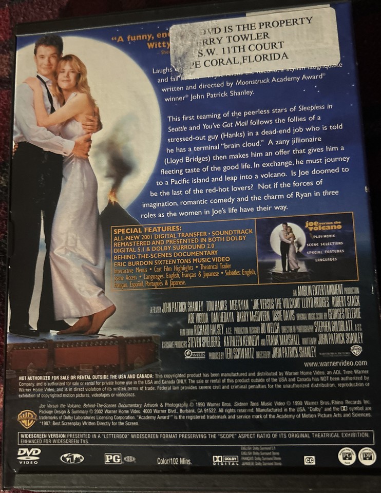 Joe Versus The Volcano Dvd 1990 85391606024 Ebay