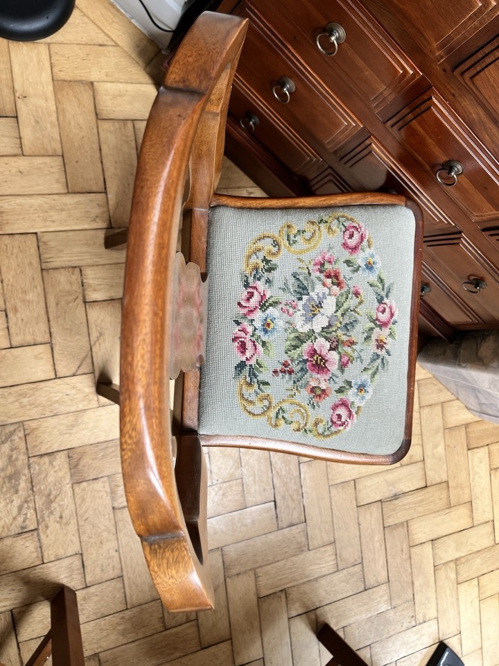 Dining Room Chair W Cross Stitch Seat Pad. Antique. Bedroom Hall. Solid ...