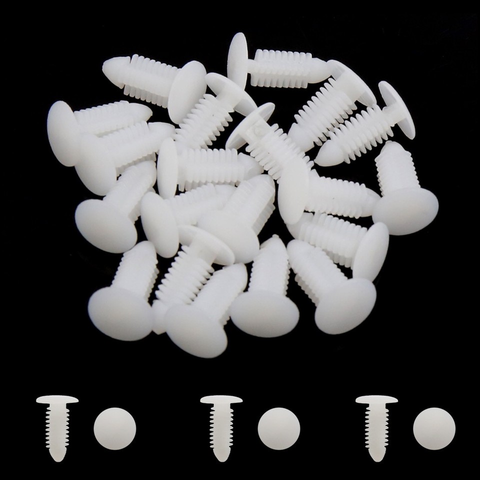 20Pcs White Plastic Rivets Splash Guard Fastener Push Type Clips 8 x 6 ...