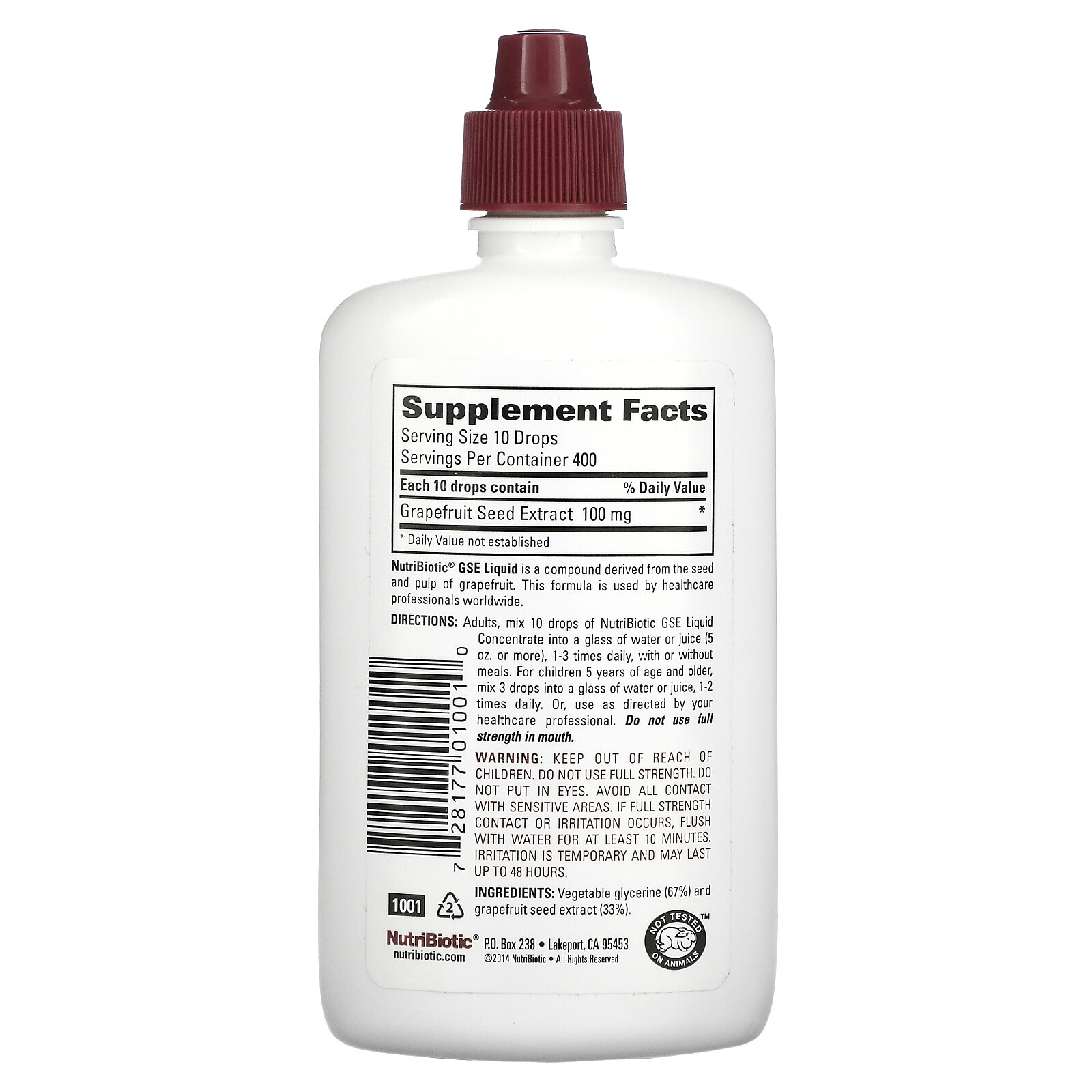 Vegan GSE Grapefruit Seed Extract, Liquid Concentrate, 4 fl oz (118 ml ...