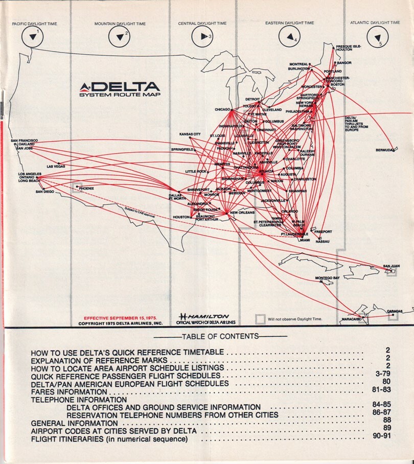 Delta Air Lines timetable 1975/09/15 | eBay