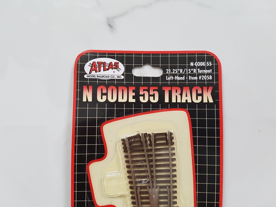 ATLAS 1/160 N SCALE CODE 55 21.25"R / 15R" LEFT CURVED TURNOUT SWITCH ...