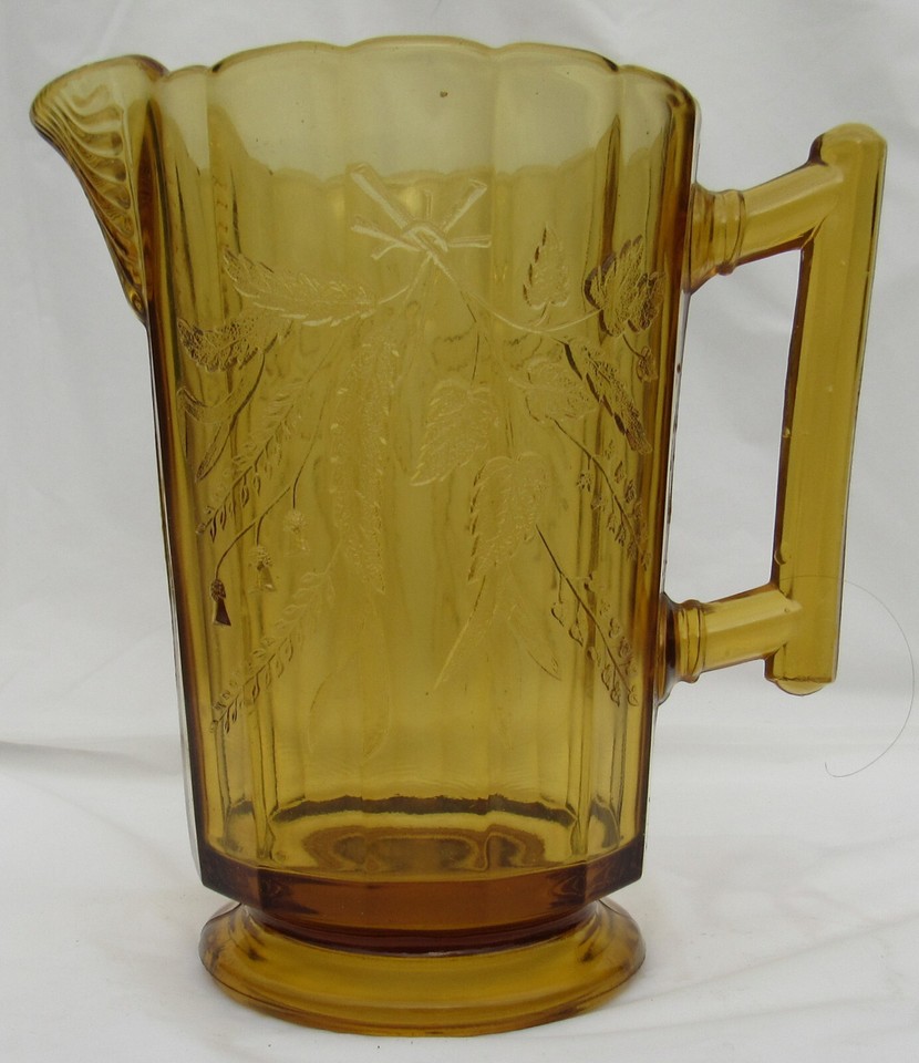 EAPG, "Duquesne", aka "Wheat and Barley" amber Pitcher, Bryce Brothers ...