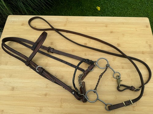 Leather Western Horse Bridle w Twisted Mouth Combo Hack Bit & Weaver Reins | eBay
