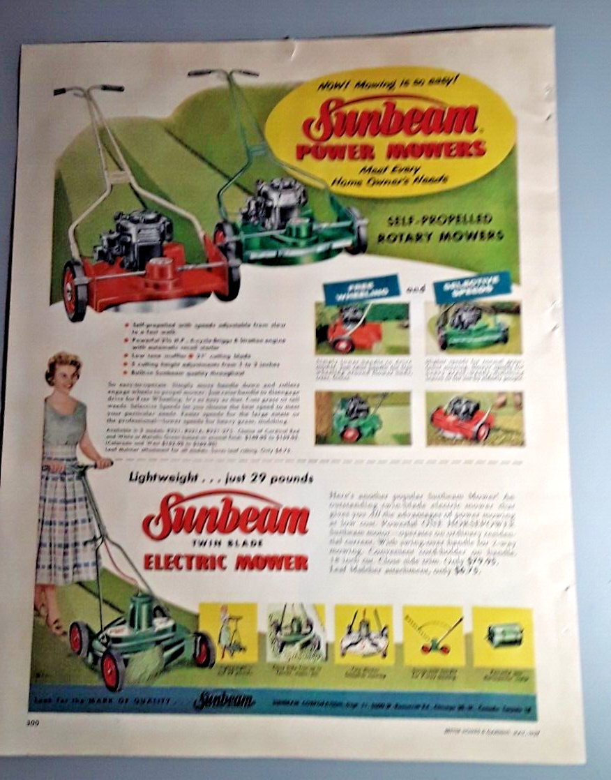 Original 1957 Sunbeam Mower Magazine Ad | eBay
