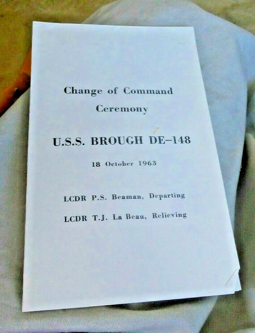 PAMPHLET US NAVY USS BROUGH DE-148 CHANGE OF COMMAND CEREMONY 1963 | eBay