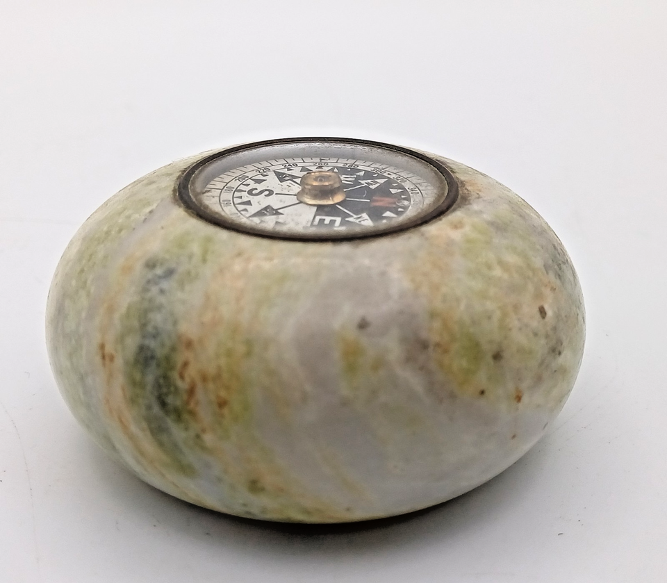 Vintage Polished Green Stone Compass Paperweight | eBay UK