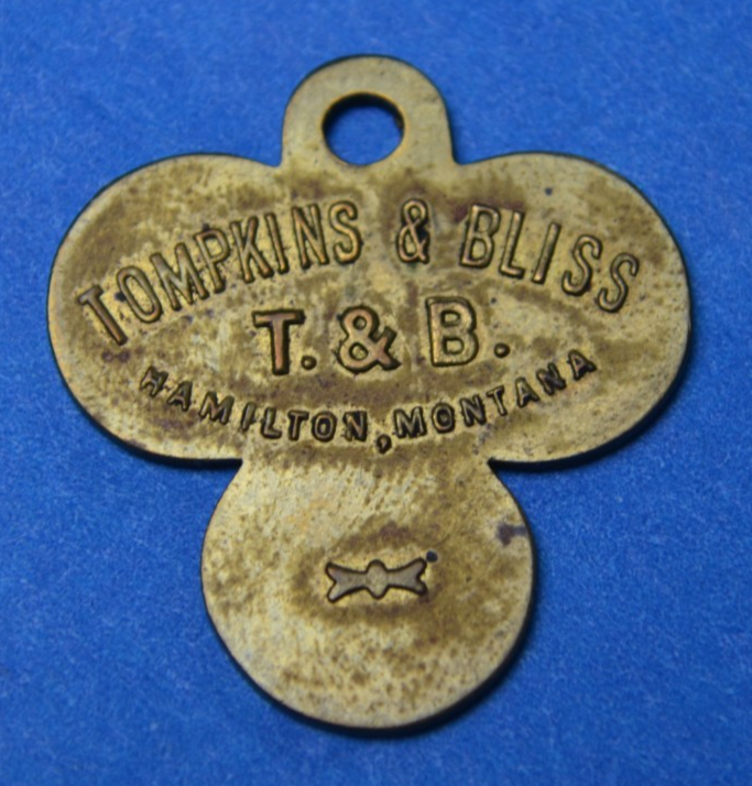 HAMILTON MONTANA TOMPKINS & BLISS CLOVER TRADE ANTIQUE MERCHANT TOKEN ...