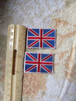 2 BRITISH FLAG PATCHES UNION JACK ENGLAND UK GREAT BRITAIN embroidered ...