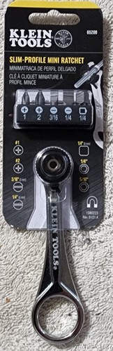 Klein Tools Slim-Profile Mini Ratchet With 5 Piece Bit Set #65200 Brand ...