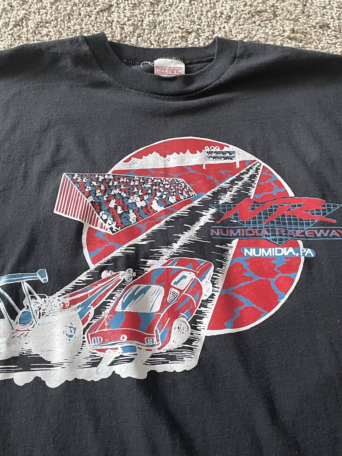 Vintage Numidia PA Raceway Drag Racing Shirt Large - Gem