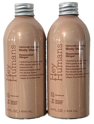 2 Pack Hey Humans Naturally Derived Body Wash Rosewood Ginger 14oz ...