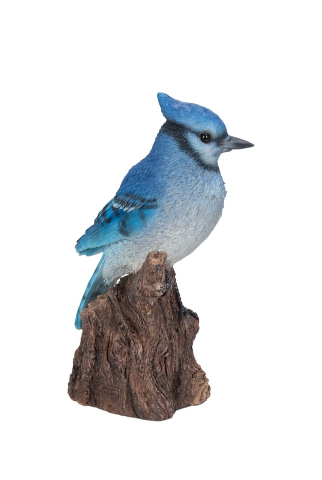Motion Activated Bird on Stump Cardinal Blue Jay Tit Home Tabletop ...