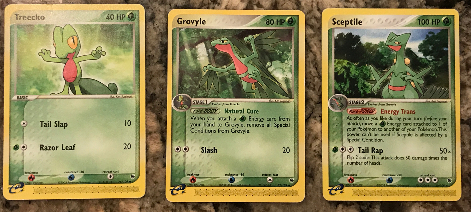 2003 Pokémon Cards Treecko, Grovyle, Sceptile Full Evolution #20 #32 ...