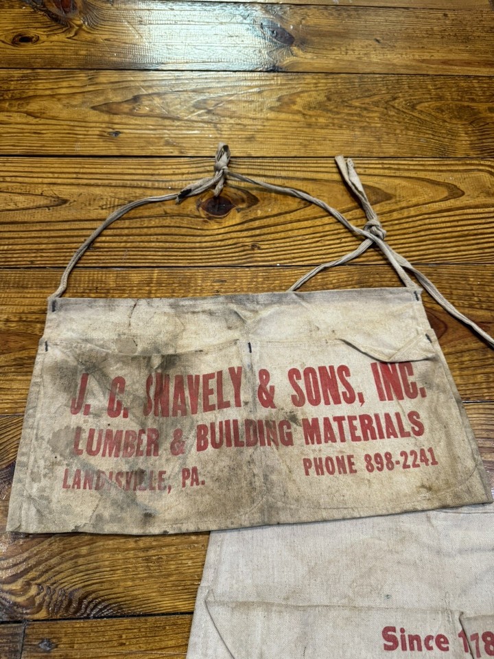 Vintage 30s 40s 50s Lot Of 2 Advertising Carpenter Nail Apron Lumber ...