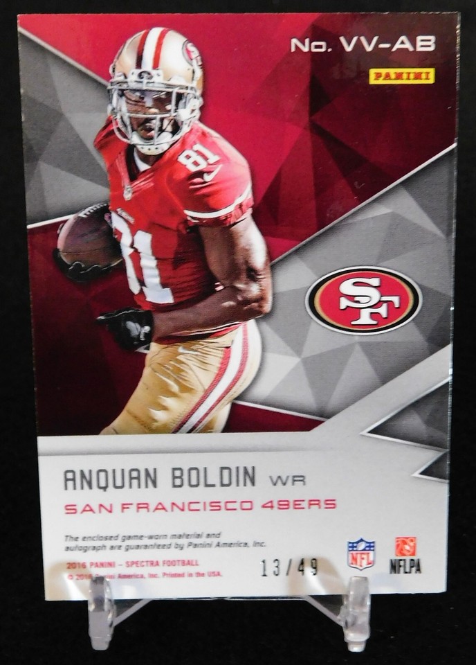 Anquan Boldin Signed 2016 Panini Spectra Vested Veterans Jersey Card VV ...