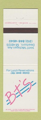 Matchbook Cover - BT's Restaurant Dearborn MI | eBay