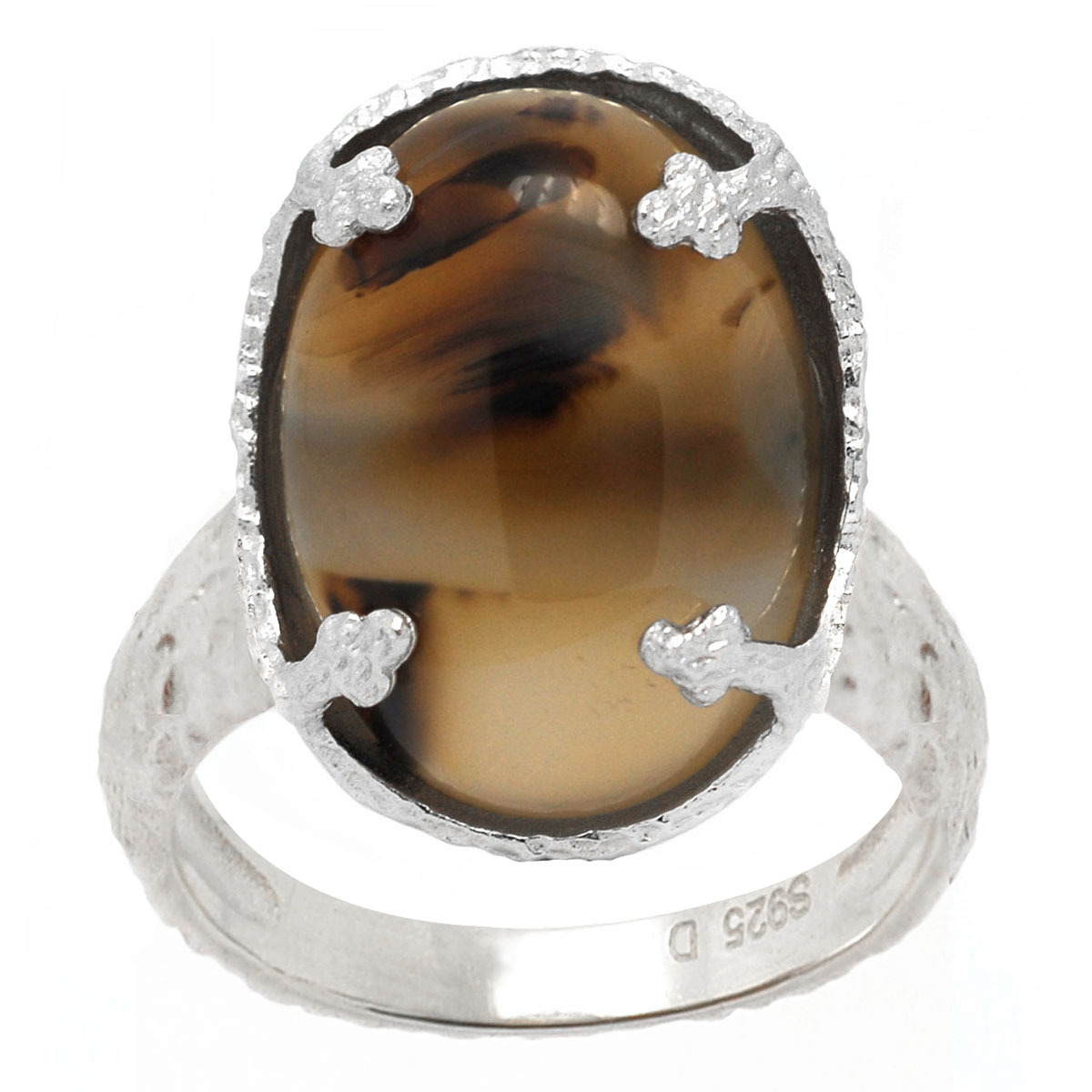 De Buman Natural Agate 925 Silver Ring Size 7 | eBay