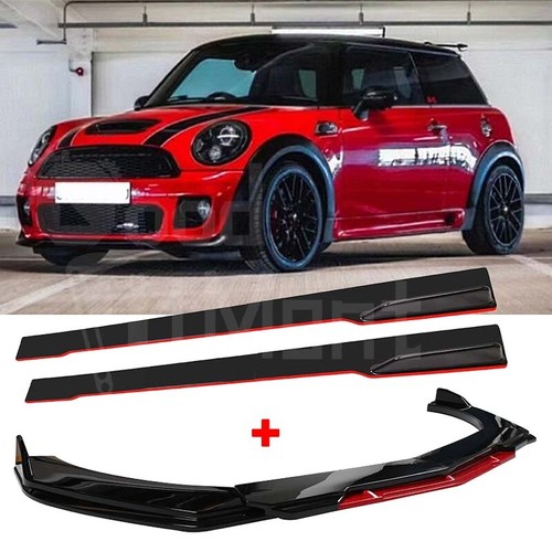 For Mini Mini R50 R52 R53 R56 Gloss Black&RED Front Bumper Lip+86.6 ...