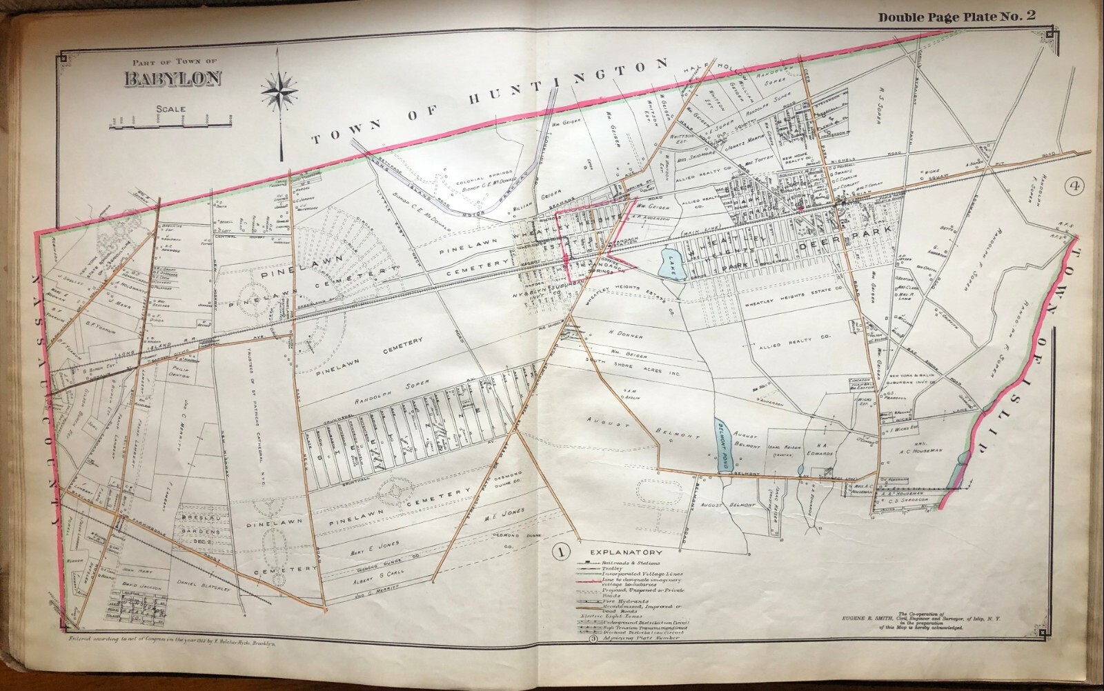 1915 BABYLON LONG ISLAND MOTOR PARKWAY PINELAWN CEM. SUFFOLK COUNTY NY ...