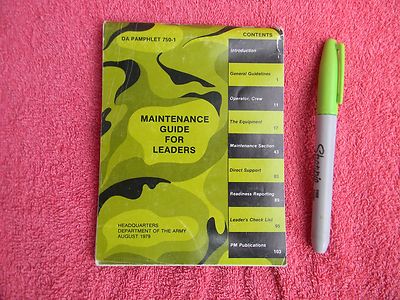 1979 DA Pamphlet 750-1 MAINTENANCE GUIDE for LEADERS Dept of Army | eBay