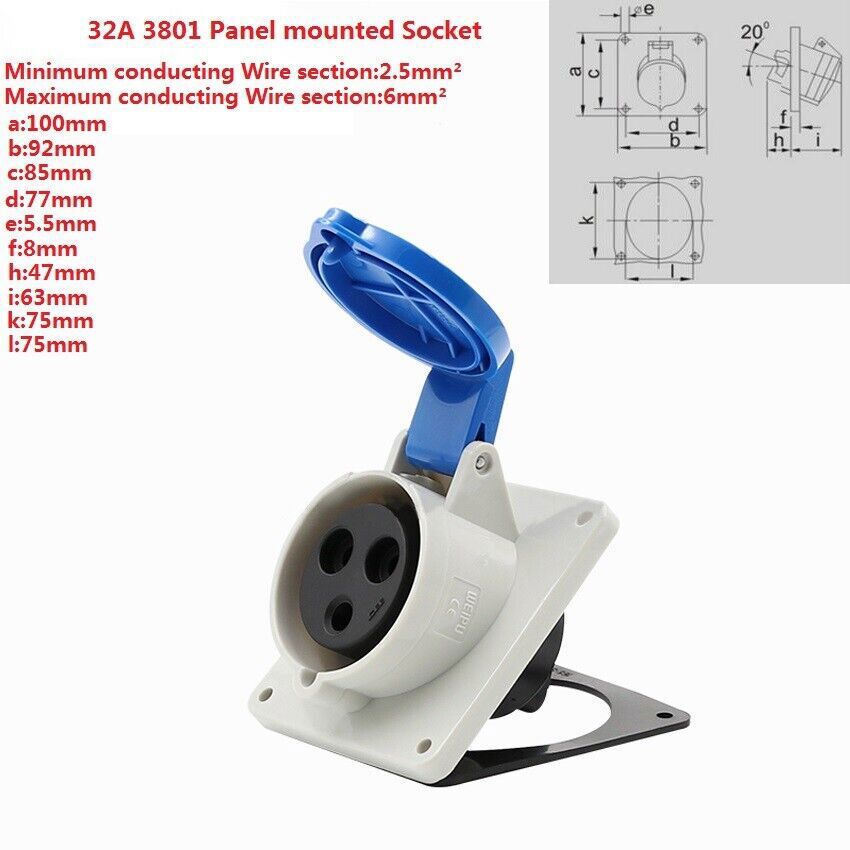 230V 16/32Amp 3Pin Industrial Site Plugs/Socket IP44 Male/Female ...