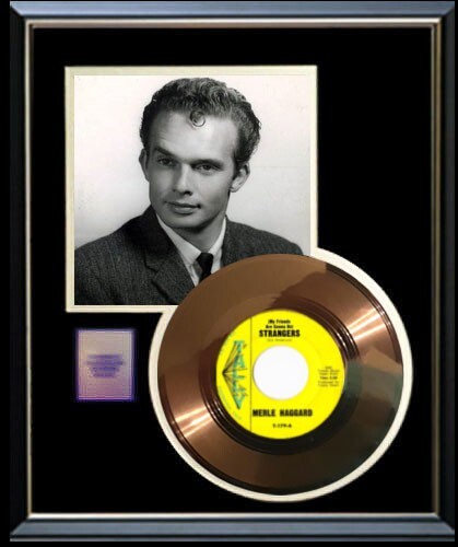 MERLE HAGGARD MY FRIENDS ARE GONNA BE STRANGERS RARE GOLD RECORD FRAME ...