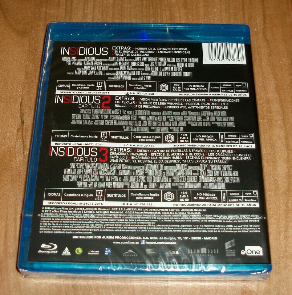 Insidious Trilogy (Insidious 1-3) Blu-Ray New Sealed Horror Suspense ...