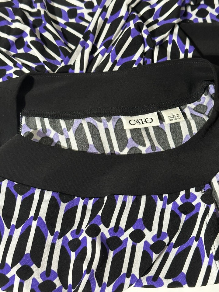 Cato Woman Dress Size Large Women’s Sleeveless, Black/White w Purple | eBay
