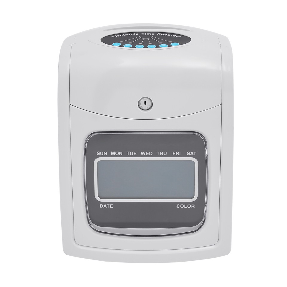 Time Clock Punch Card Employee Attendance Machine LCD Display Check- in ...