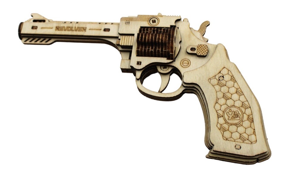 7" 3D Wooden Puzzle Revolver Rubber Band Gun Model Kit Great Fun | eBay UK