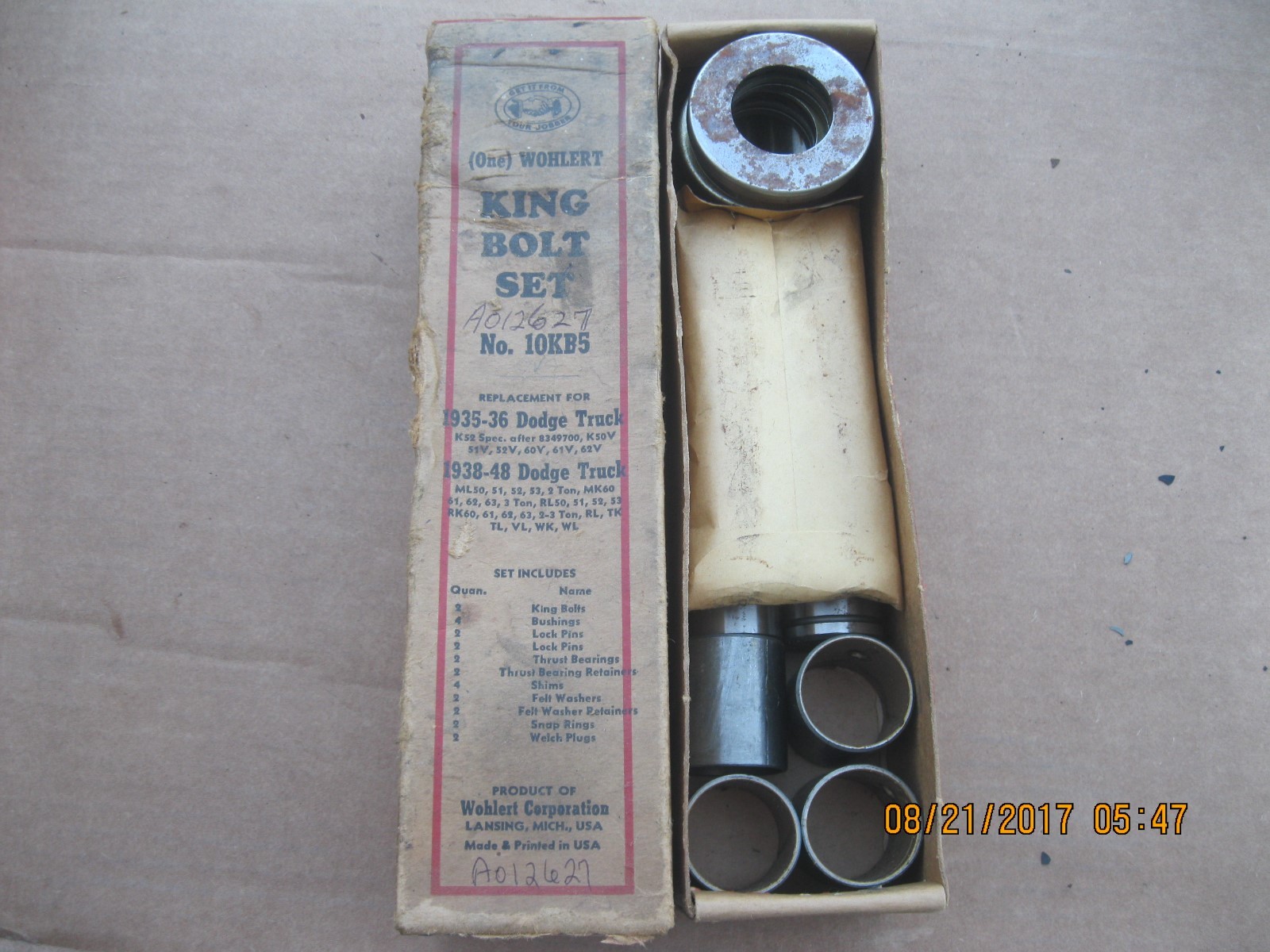 King Bolt Set 1935 - 1936 1938 - 1948 Dodge Truck 2-3 ton 1939 1940 ...