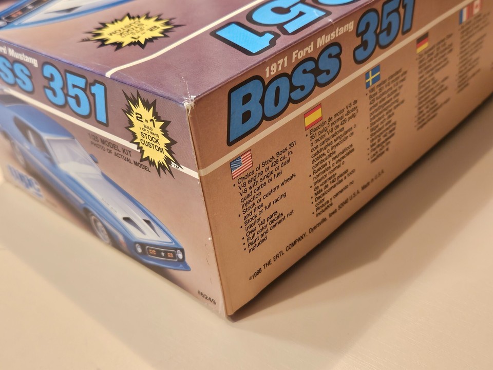 MPC 1971 Ford Mustang Boss 351 1/25 model kit #6249 open box, sealed ...