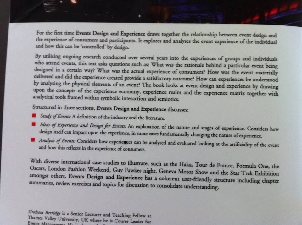 Events Design And Experience Management By Graham Berridge Hospitality ...