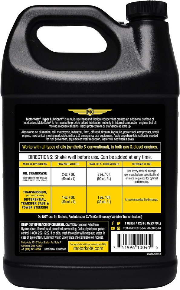🔥 Motorkote MK-HL01G-04 Heavy Duty Hyper Lubricant 1-Gallon NEW | eBay
