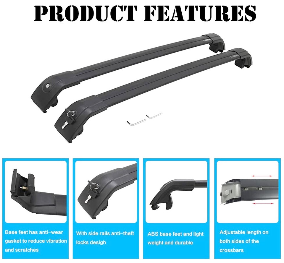 Lockable Cross Bar Fit for 2016-2022 Lexus RX350 350L 450h 450hL Roof ...