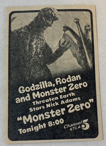 1976 small KTLA tv ad ~ horror movie GODZILLA, RODAN AND MONSTER ZERO ...