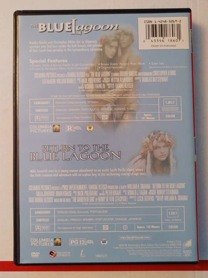 The Blue Lagoon / Return to the Blue Lagoon (DVD 2 Disc) Brooke Shields ...