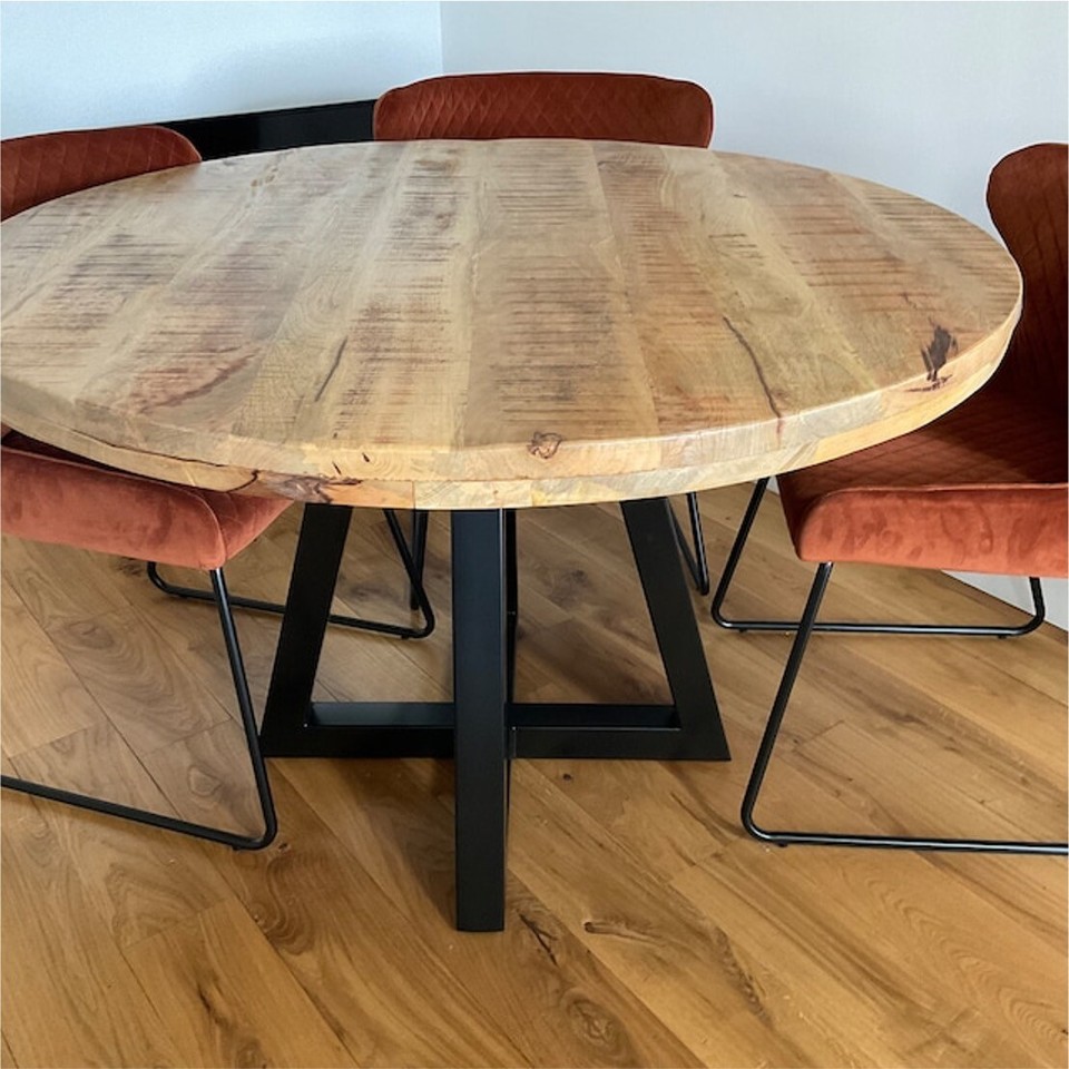Ida Luxury Round Solid Mango Wood Dining Table 0.8m, 1.0m, 1.2m, 1.4m ...