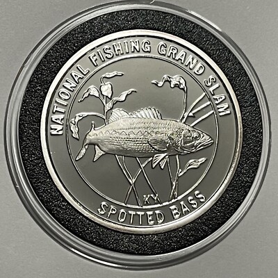 Spotted Bass Fishing Collector Proof Coin 1 Troy Oz .999 Fine Silver ...