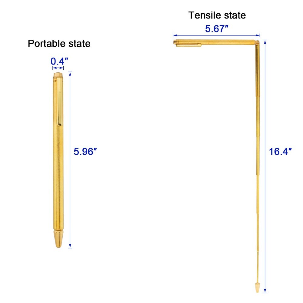 2PCS Portable Pen Shape Dowsing Rods Pure Copper Retractable Divining ...