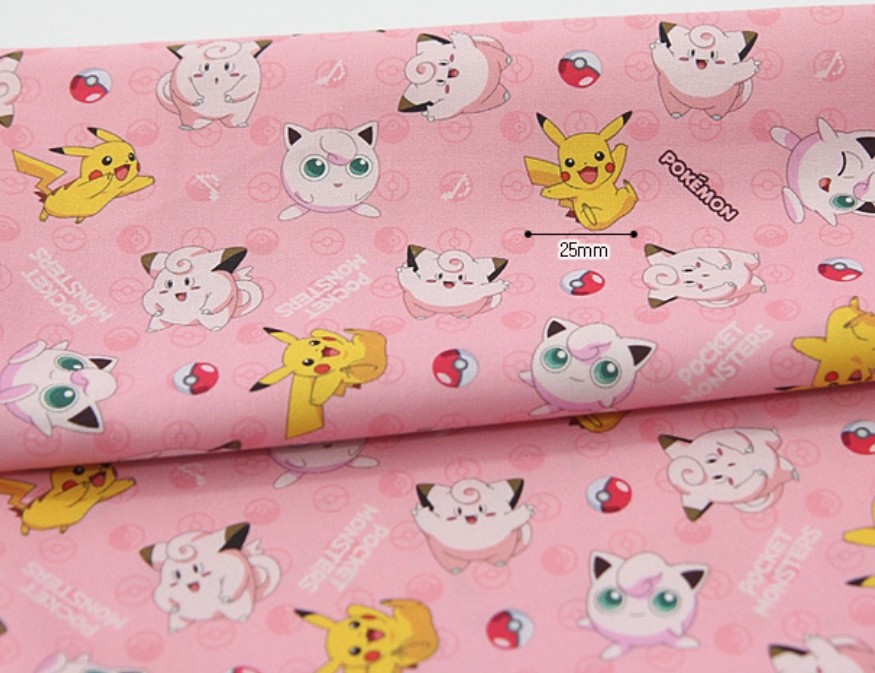 Pocket Monster Pokemon JigglyPuff Pikachu Fabric made in Korea by the ...