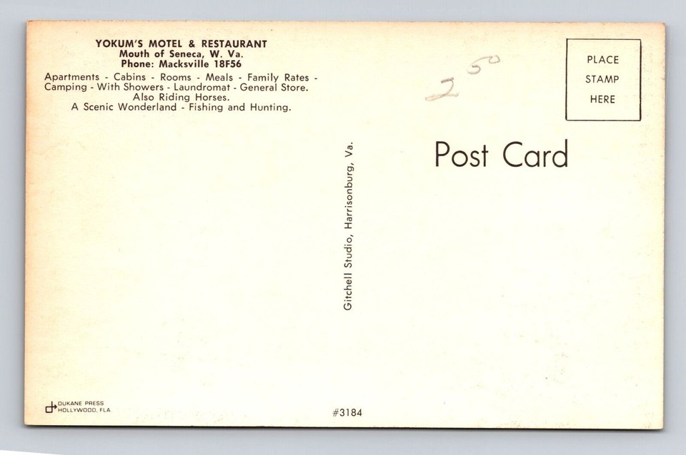 Seneca WV-West Virginia, Yokum's Motel & Restaurant, Antique, Vintage ...