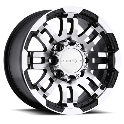 Vision Wheel 375-7870GBMF18 Set / 4 Black w Machined Face 375 Warrior ...
