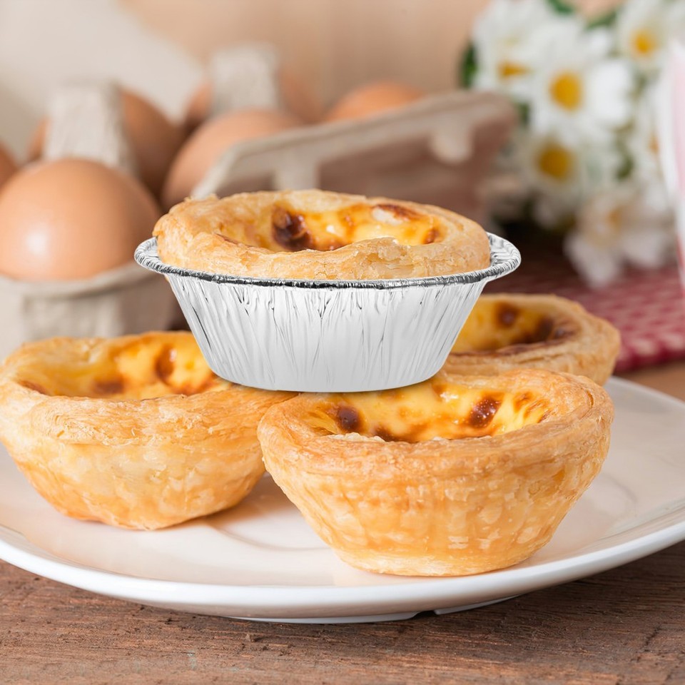 200 Pcs Tin Foil Tart Baking Molds Cake Cups Foil Pie Trays Reusable ...