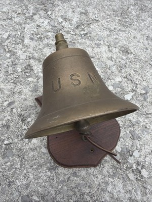 Vintage USN Ship Bell United States Navy Solid Brass Incl Mount ...