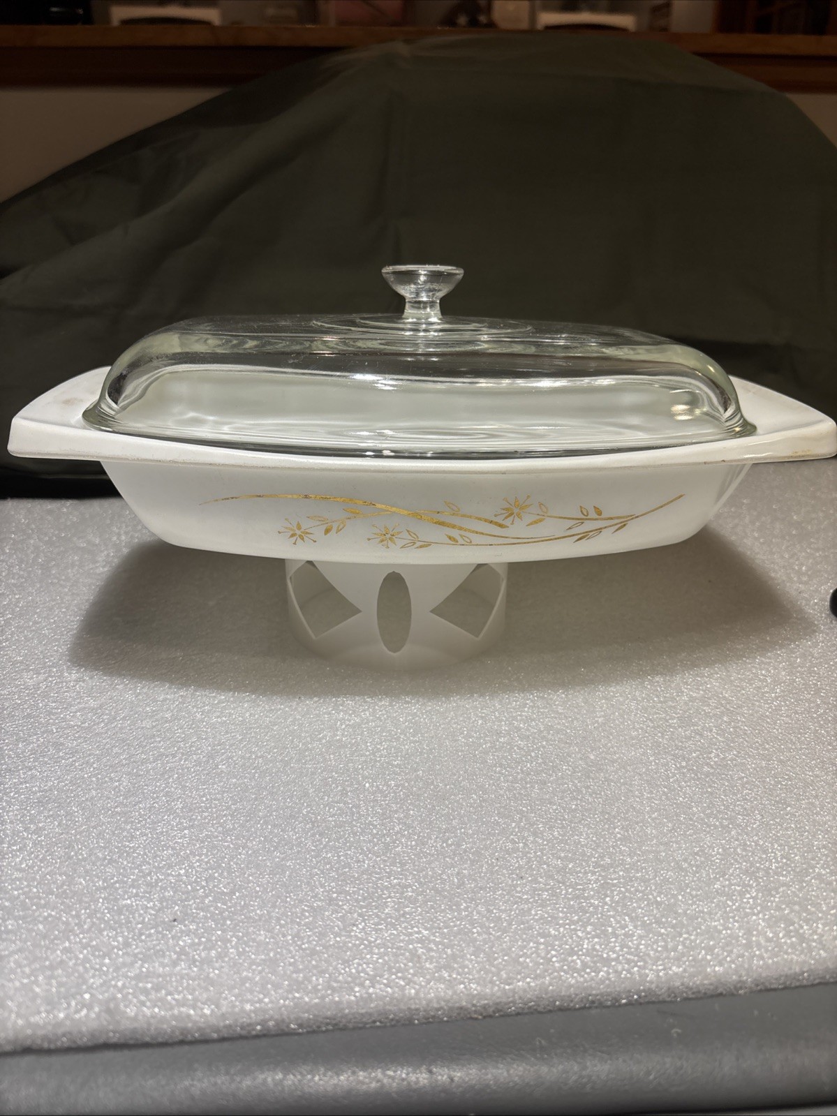 Pyrex White Clear Floral 1.5 QT Rectangular Shaped Casserole Dish With ...