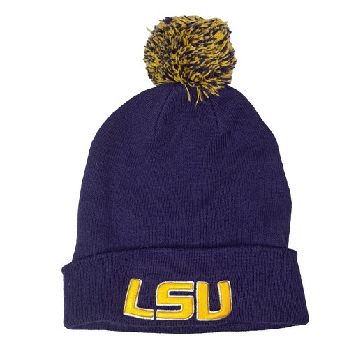 LSU Tigers Purple NCAA Vintage Knit Retro Beanie Pom Puff Z Winter Cap ...